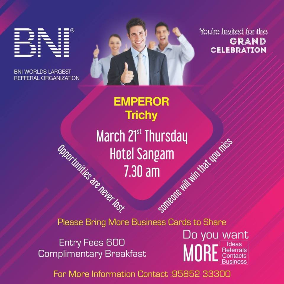 BNI Emperor Celebration, Find details of BNI Emperor Celebration Events ...
